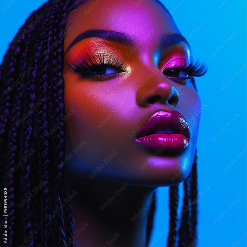 beautiful light skin African American make up model in her 20s wearing ...
