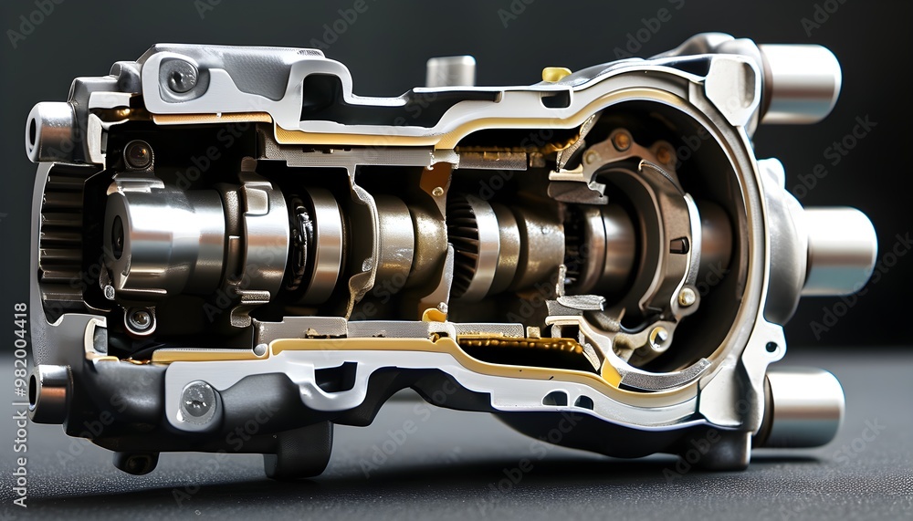 Detailed cross-section illustration of a car gearbox and clutch ...