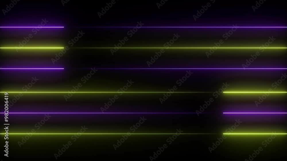 Animated 3D Royal blue neon color lines sticks on brick wall motion ...