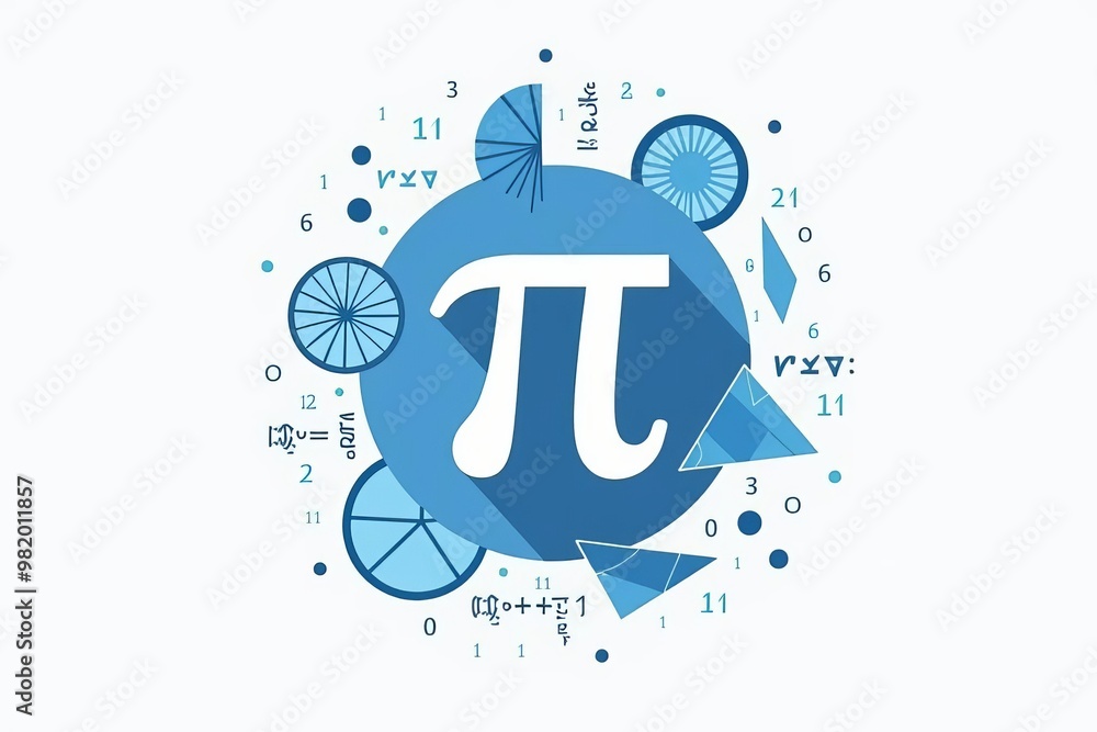 Pi Day Mathematical Concept Illustration with Geometric Shapes and ...