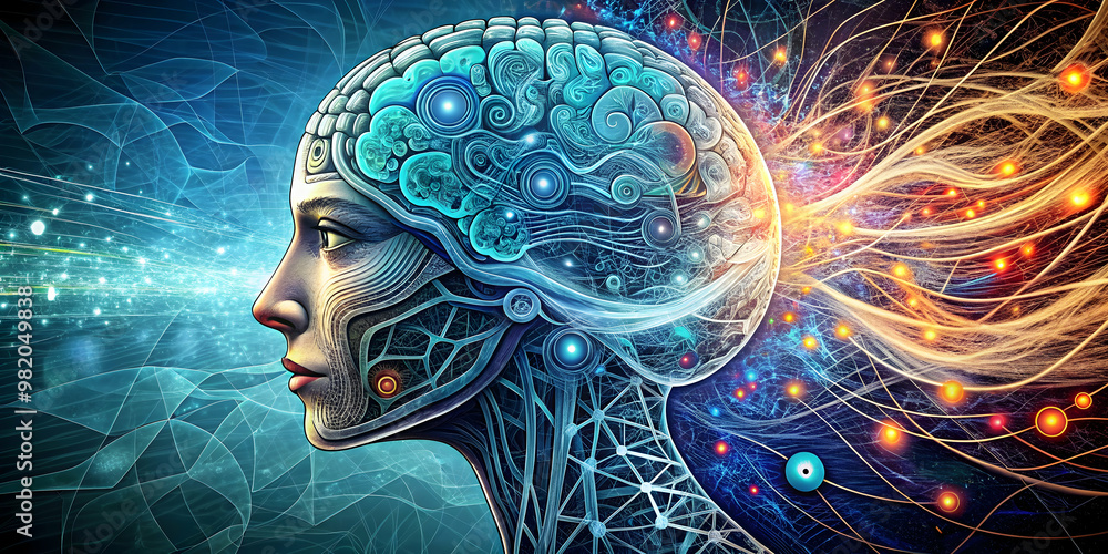 Detailed pen and ink of artificial intelligence and the subconscious ...