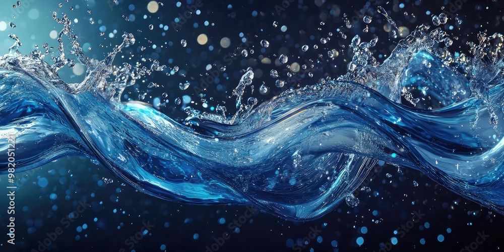 A creative title design with liquid 3D fonts that resemble water ...