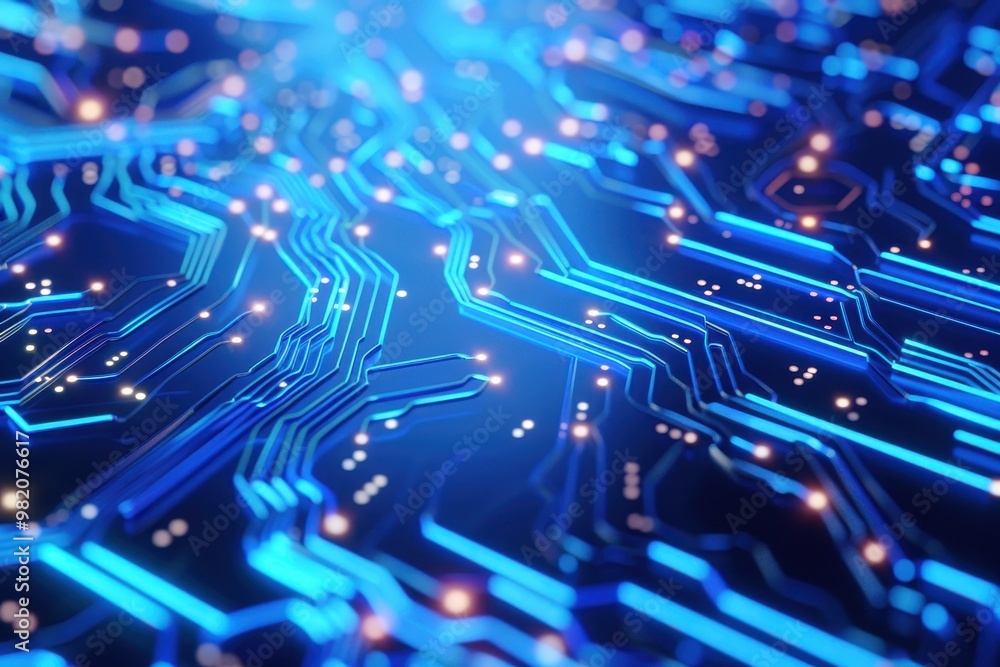 Futuristic Blue Circuit Design, an intricate digital backdrop featuring ...