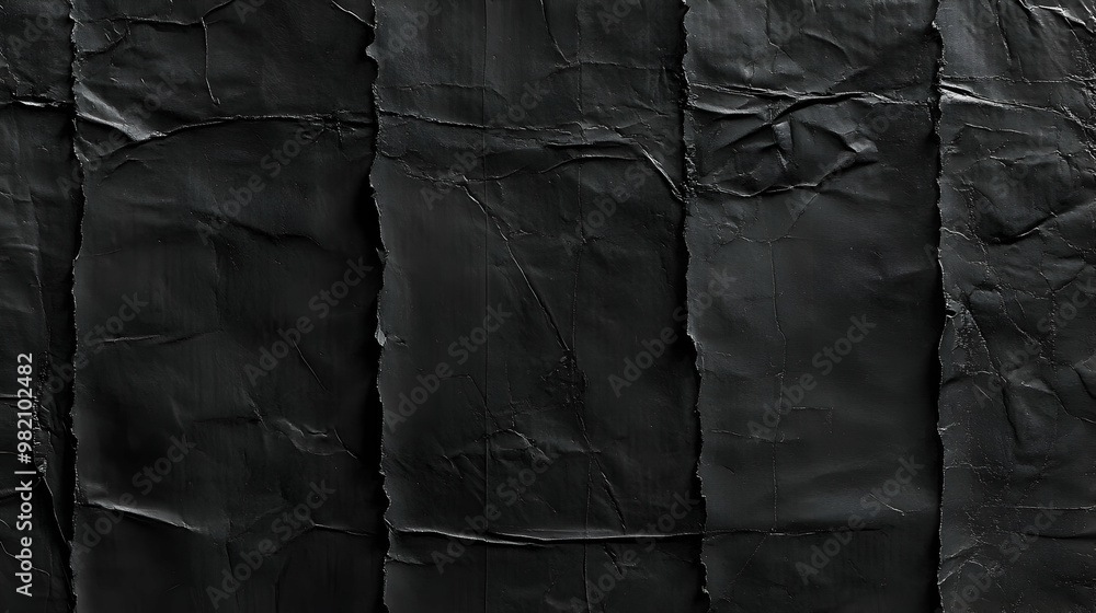 Dark Crumpled Paper Texture with Deep Shadows and Uneven Surface Stock ...