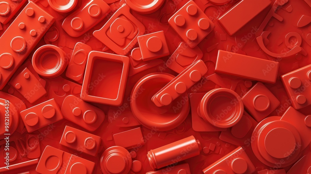3D textured background featuring red building block toys suitable for ...