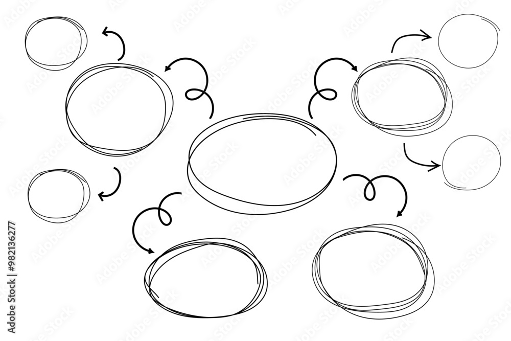 Mind map infographic diagram doodle line free hand drawing. Idea scheme ...
