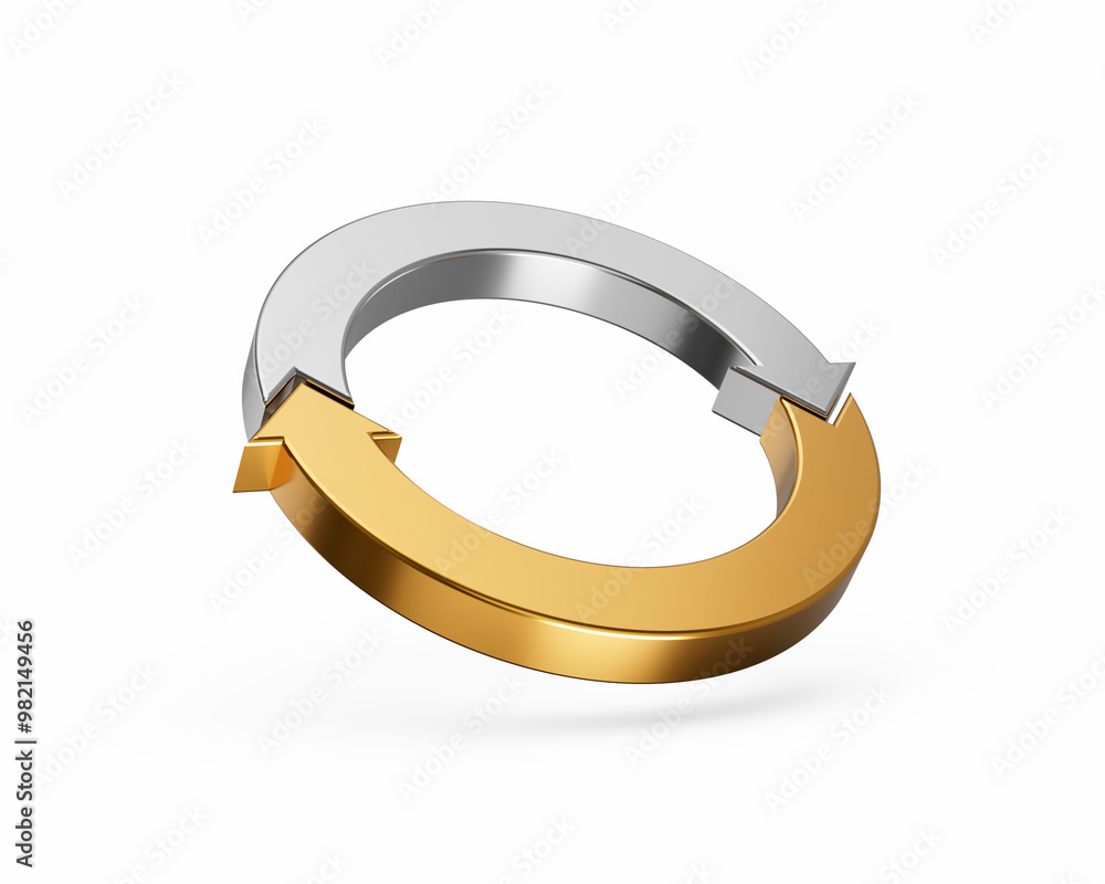 Silver And Gold Rounded Clockwise Arrow Loop Signifies Recycling ...