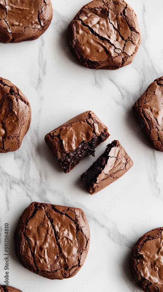 Vista desde arriba de varias galletas de brownie de chocolate sobre una ...