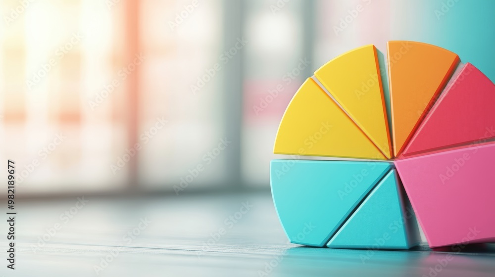 Colorful pie chart showing the distribution of a company revenue across ...