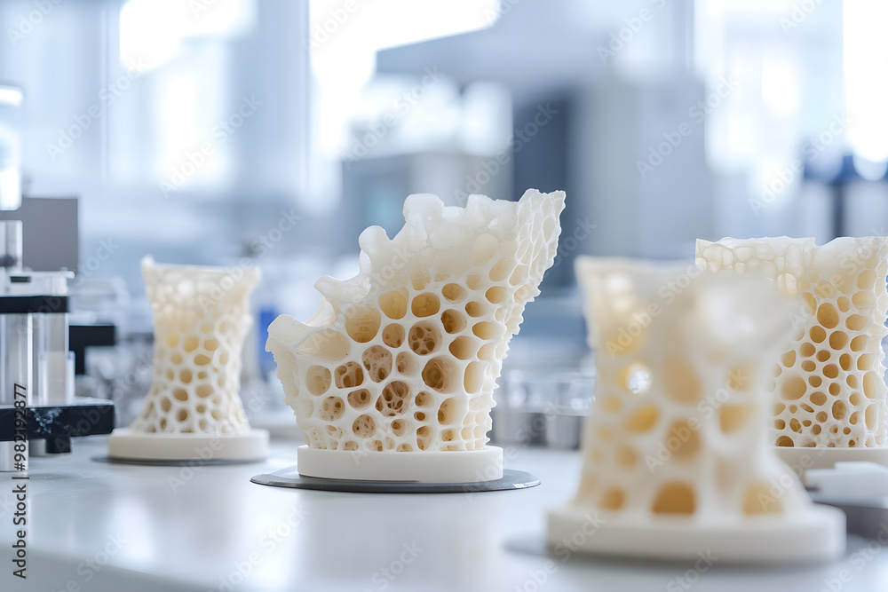 Bioprinted cartilage structures showcase intricate designs and textures ...