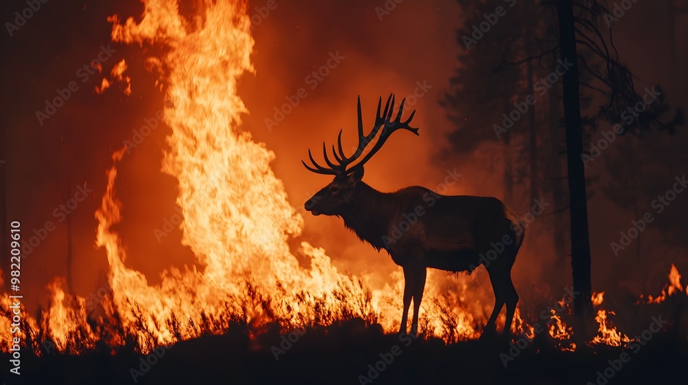 Forest fire raging as wildlife flees, highlighting the devastating ... Forest fire raging as wildlife flees, highlighting the devastating ...