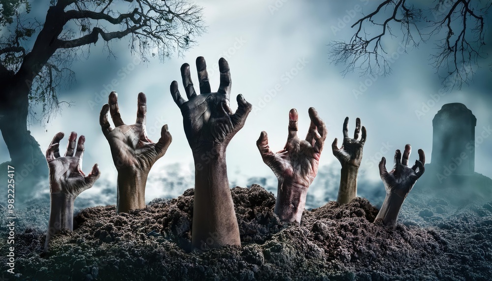 zombie hand in the night. zombie hand in the sky. Zombie Hands Emerging ...