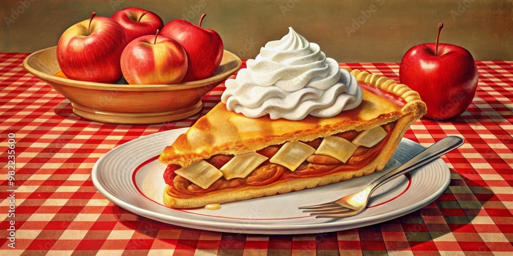 Vibrant 1950s diner menu featuring an illustration of a warm, crispy ...