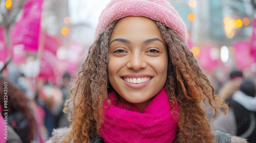 woman at rally showcasing strength and determination in fight for ...