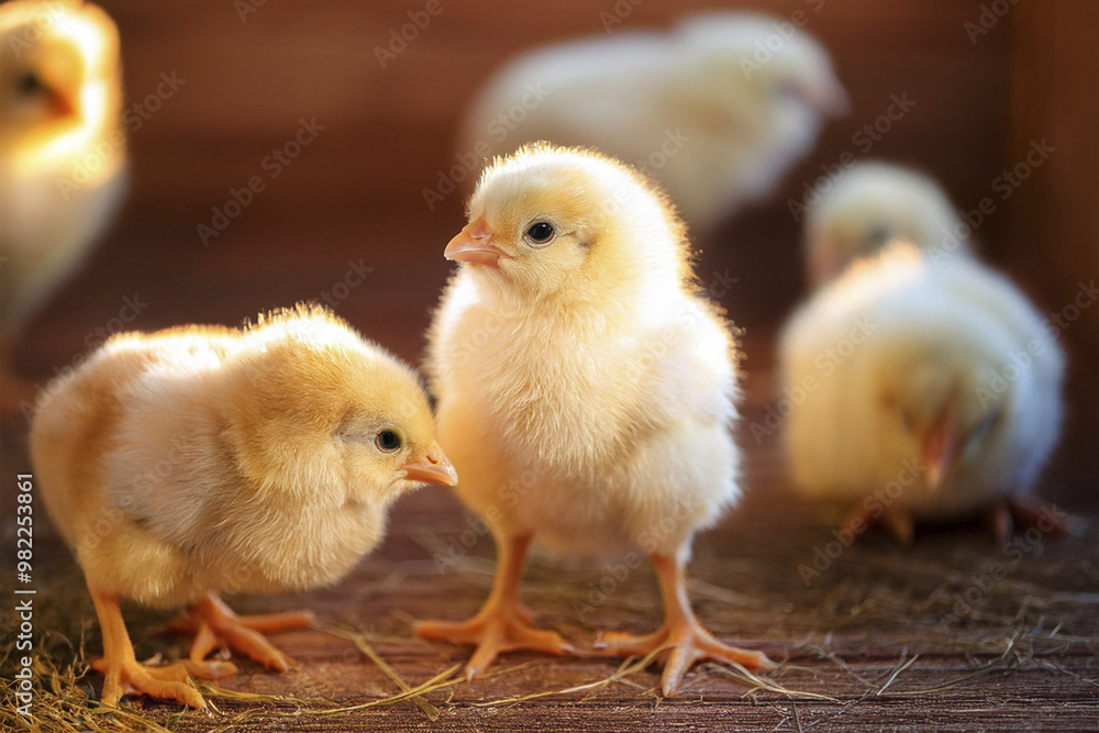 Chicken. Avian influenza. H5N1 and H5N2. Very Babys chicks at farm ...