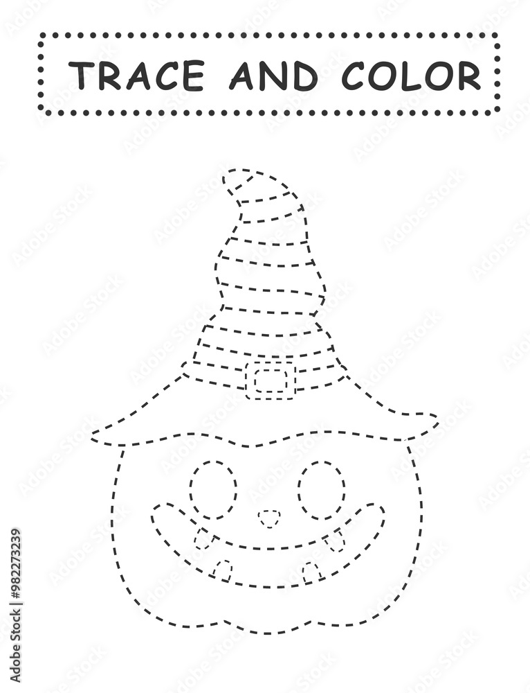 Trace and color for children. Handwriting practice. Coloring page for ...