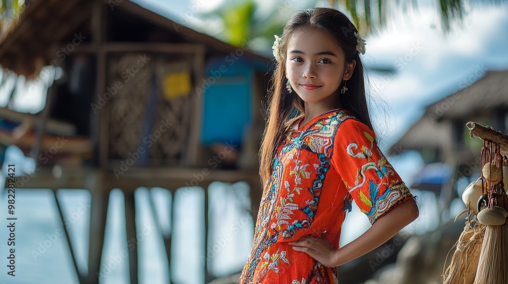 Elegant Filipino Teenager in Barong Tagalog with Delicate Embroidery in ...