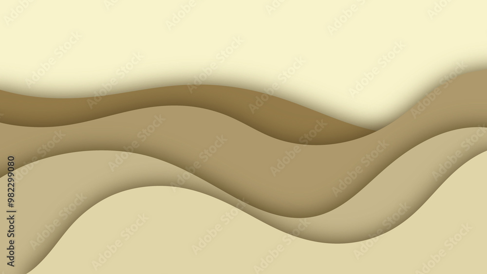 Abstract image features overlapping shapes in shades of brown and beige ...
