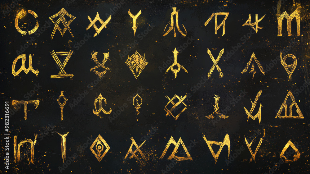 A vector illustration showcasing the complete collection of the Rune ...