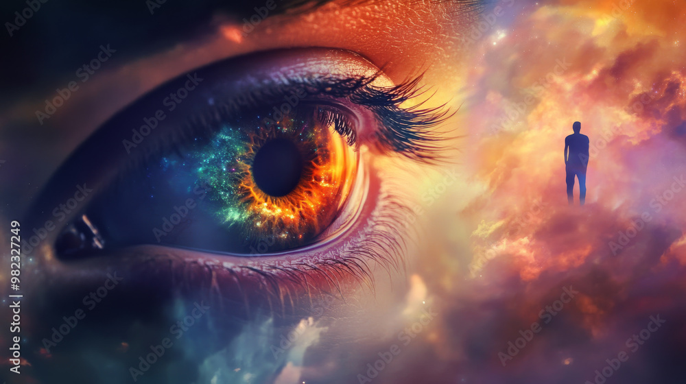 A 2D illustration of an abstract, dreamlike motivational scene. It ...