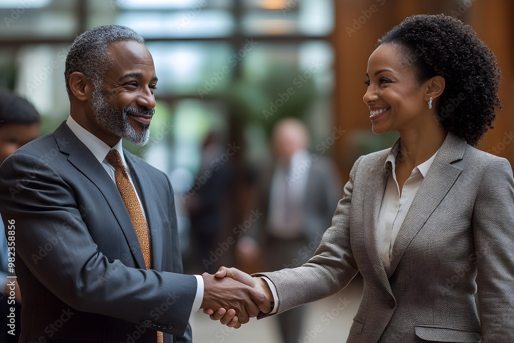 the handshake between a company worker and a client. start of a ...