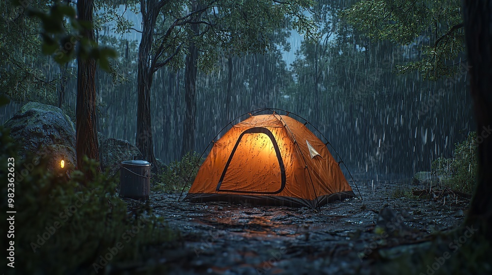 Amidst the dense forest, a lightning-dark tent emerges as the ...