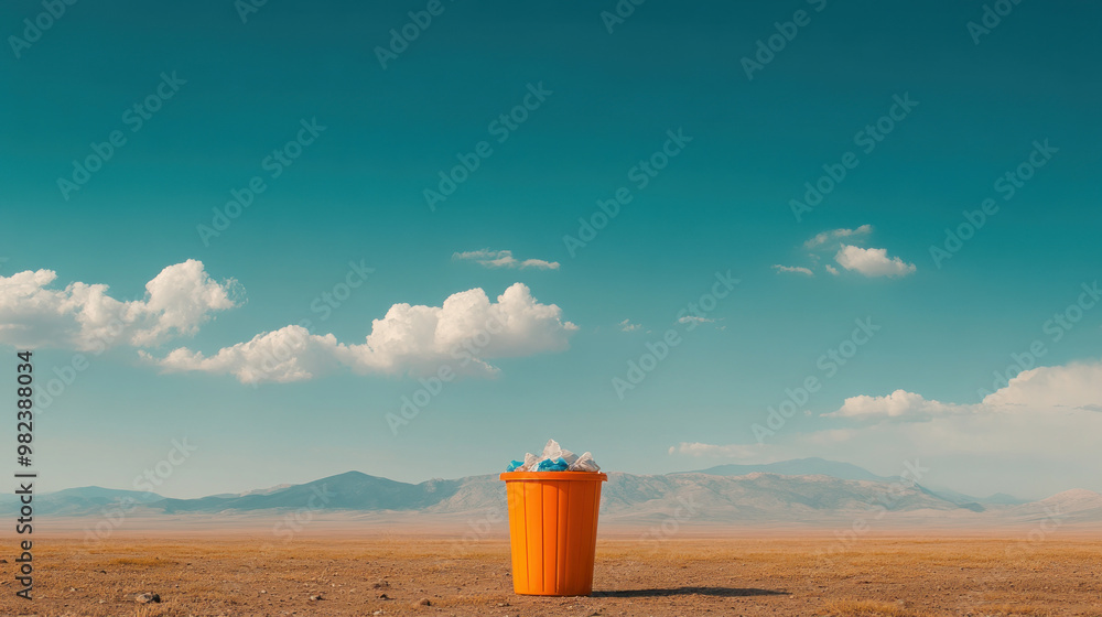 Windblown trash in a deserted area, environmental impact of littering ...