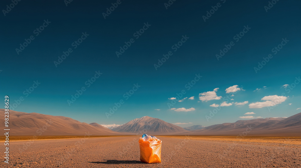 Windblown trash in a deserted area, environmental impact of littering ...