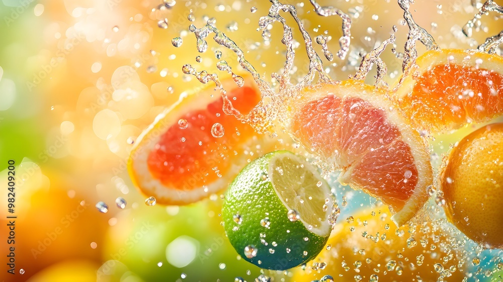 Juicy citrus fruits, including oranges, lemons, and limes, are being ...