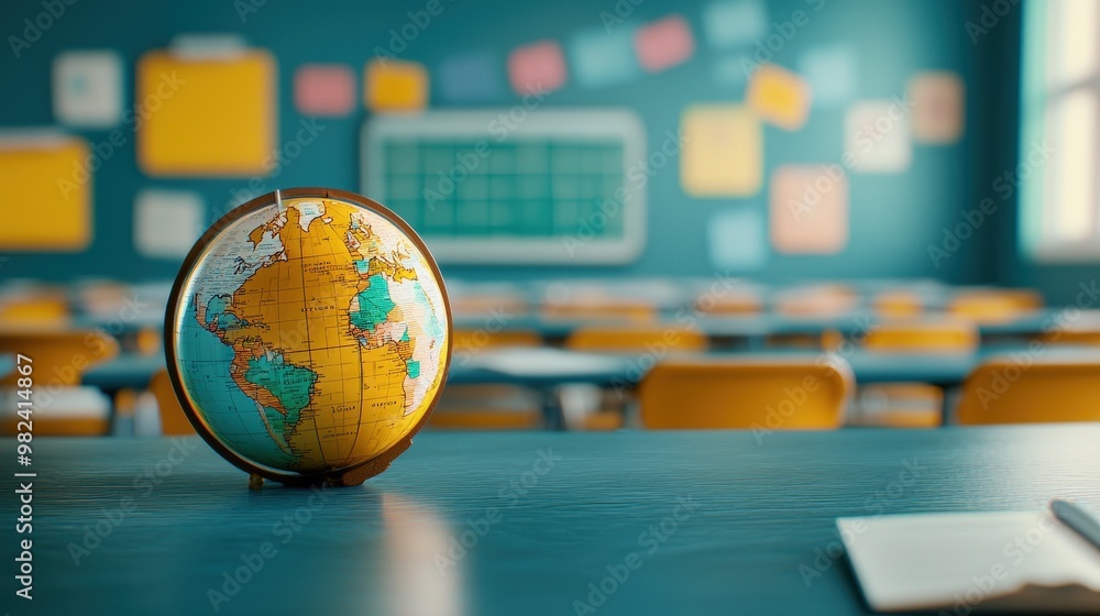 A classroom scene with a digital treasure hunt game used to teach ...