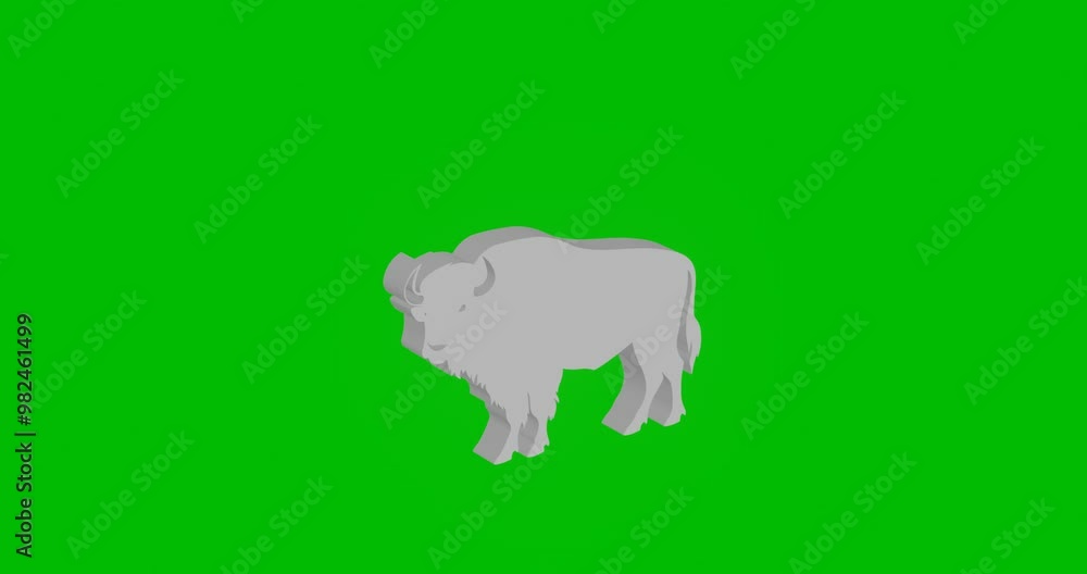 Animation of rotation of a white buffalo symbol with shadow. Simple and ...