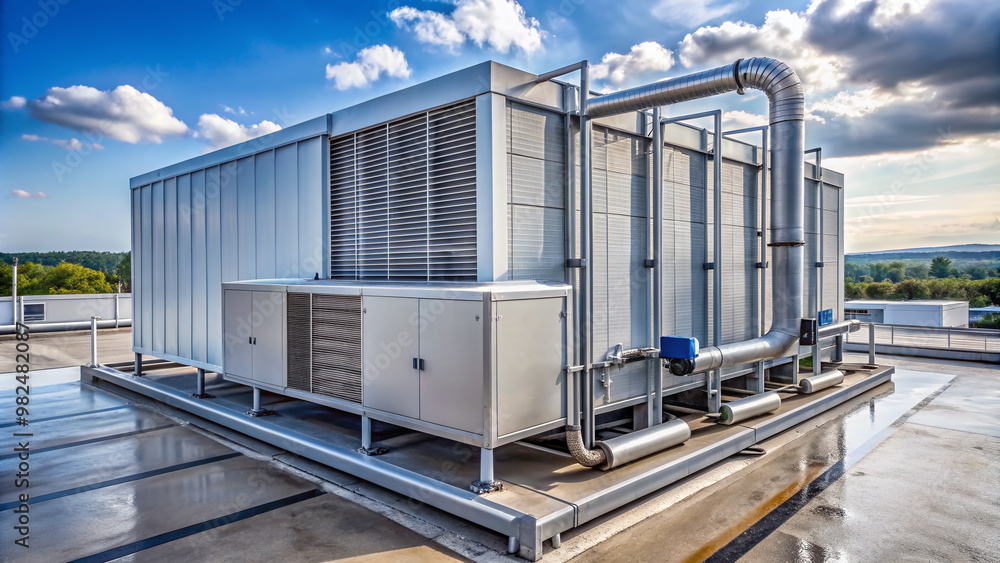 Rooftop external unit of a commercial heating ventilation and air ...