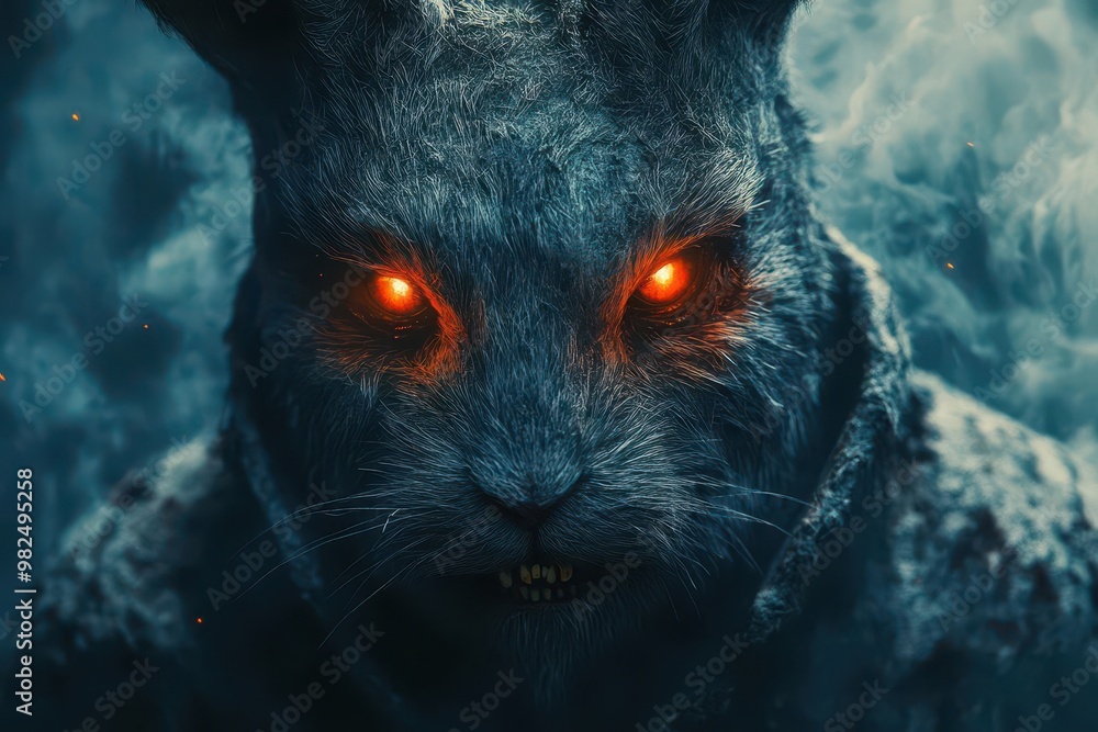 nightmarish portrait man in tattered evil rabbit costume unsettling ...