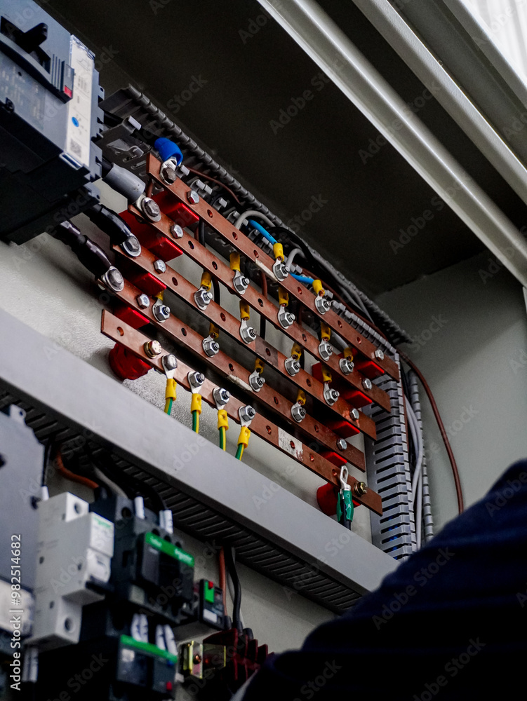 Electrical wiring control. Wiring control cables, electrical cabinet ...