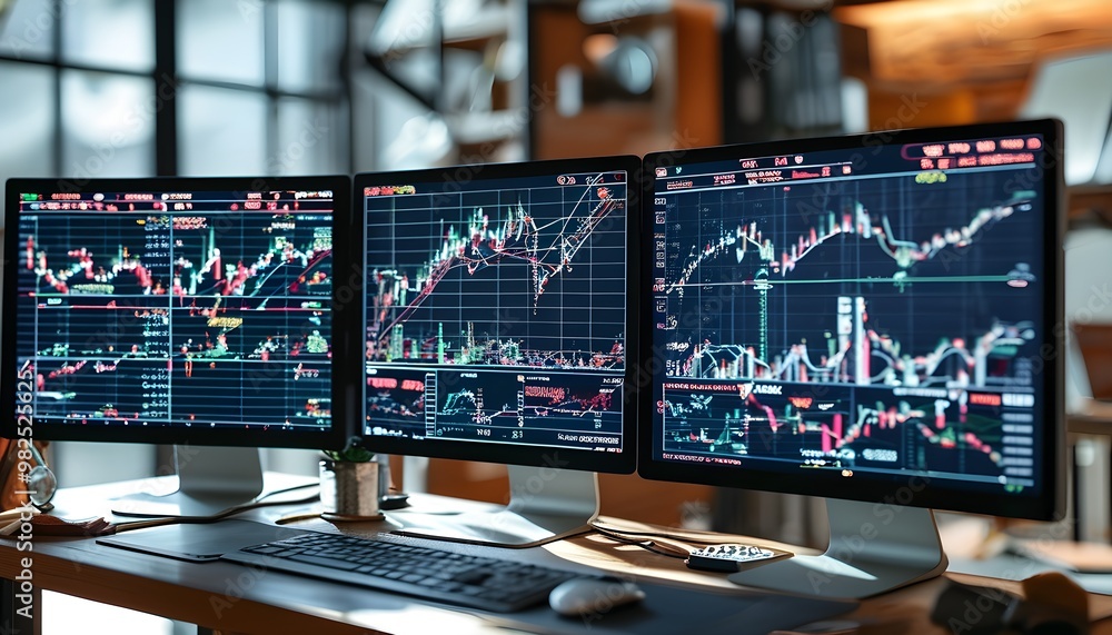 Complex financial chart visuals in an advanced monitoring system ...