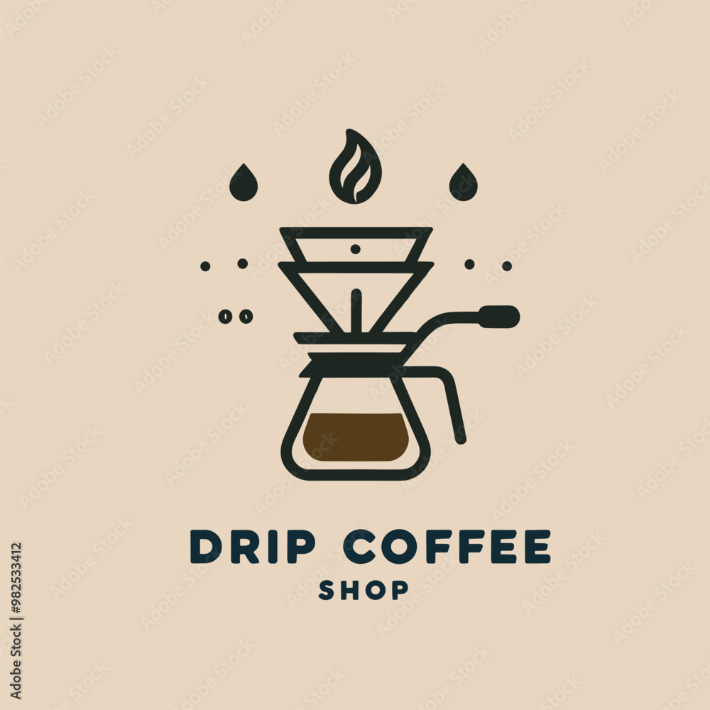 Collection of minimalist drip coffee logos with various coffee brewing ...