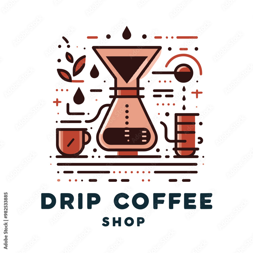 Collection of minimalist drip coffee logos with various coffee brewing ...
