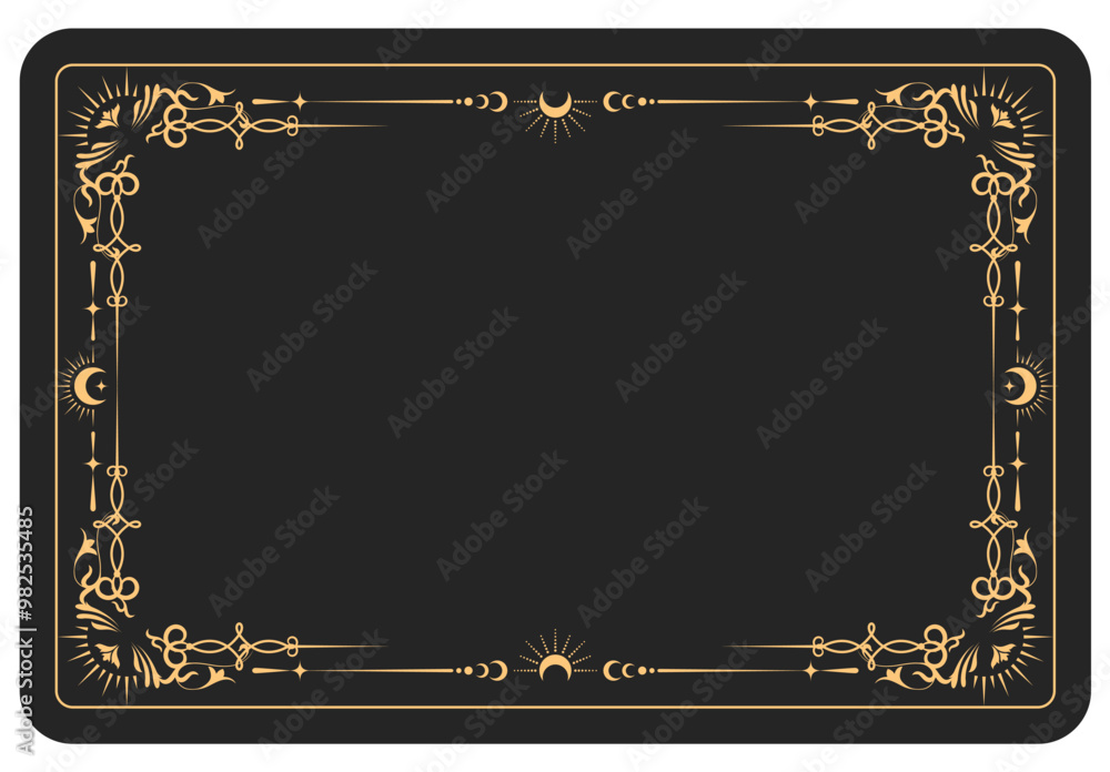 Poster Mystic ornamental frame border, tarot cards style frame ...