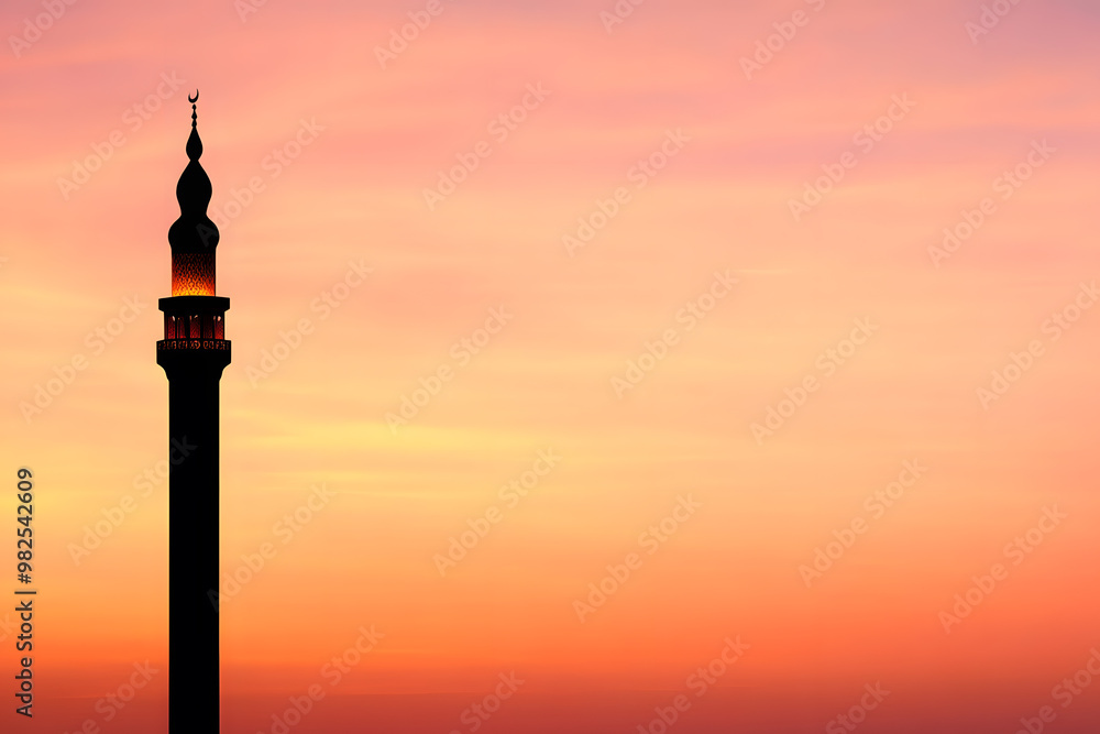 Silhouette of a Mosque Minaret with a Loudspeaker | Islamic ...