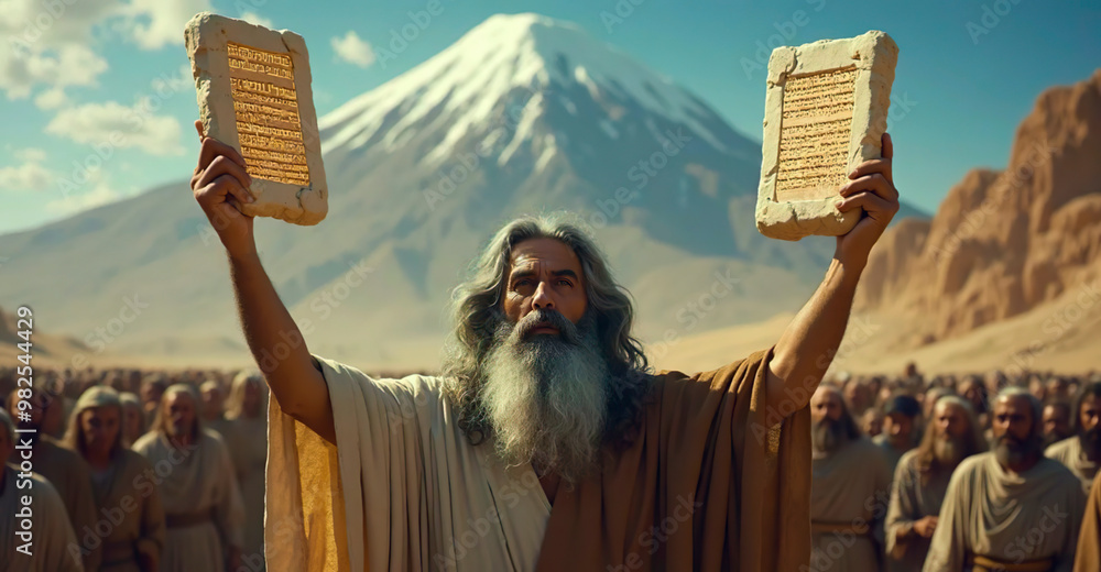 Yahweh God gave Moses the Ten Commandments on Mount Sinai, biblical ...