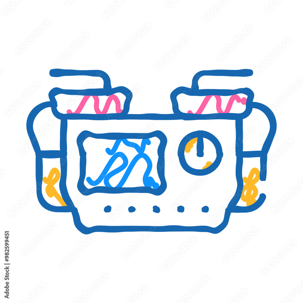 defibrillator medical equipment doodle icon sketch vector ...