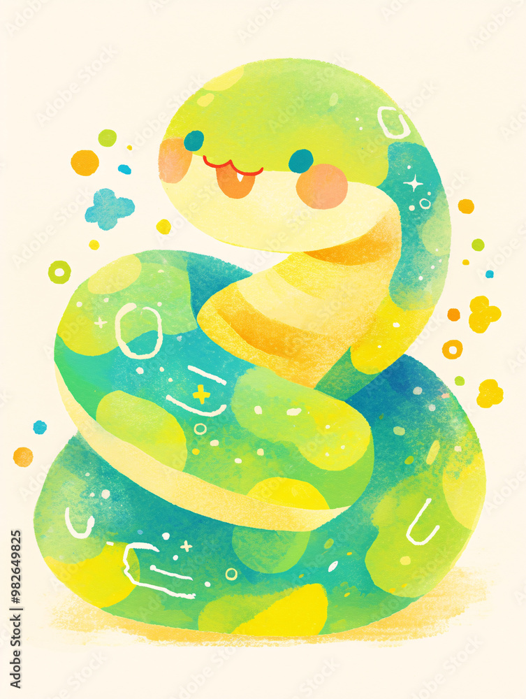 Cartoon cute twelve zodiac snake year zodiac snake design illustration ...