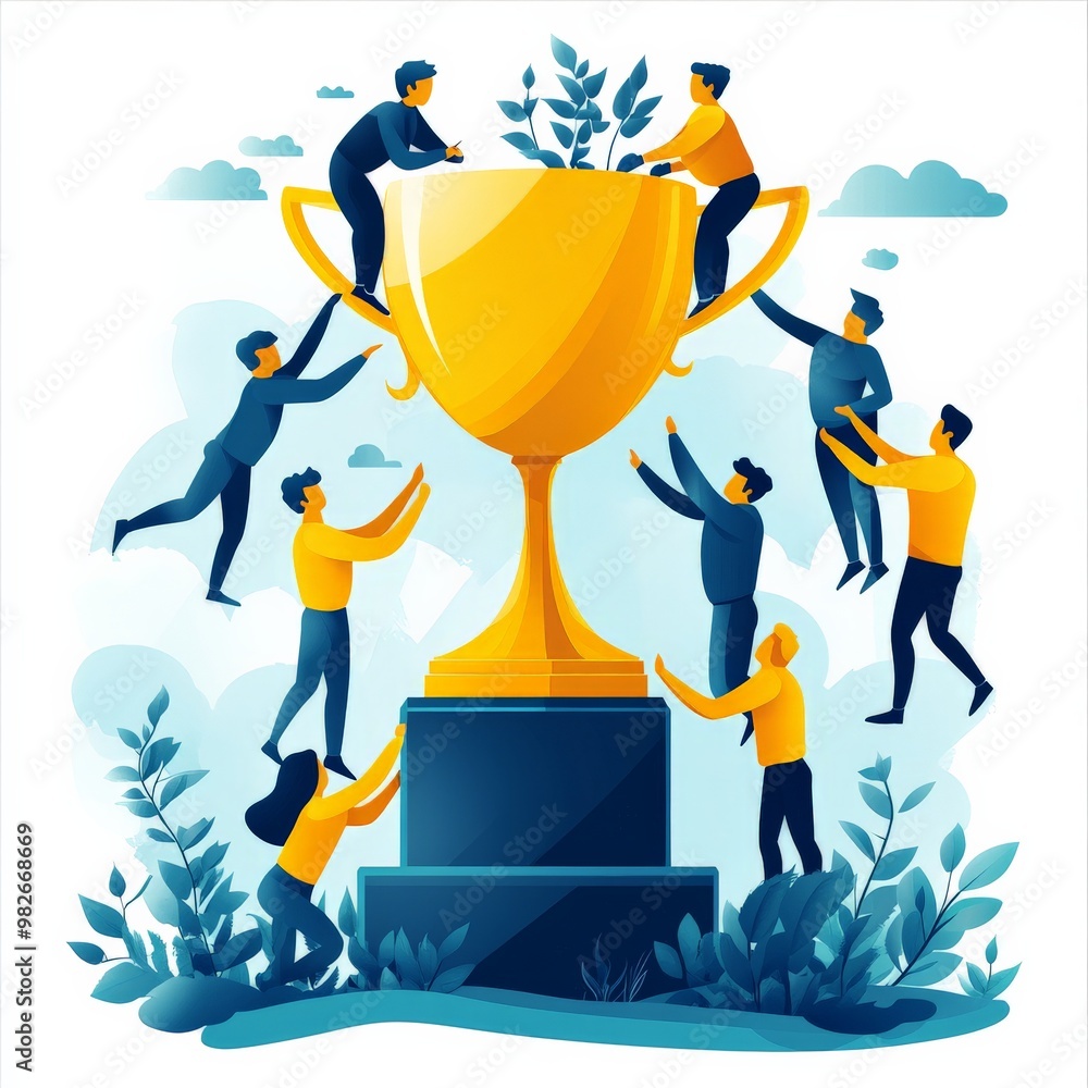 Teamwork Makes the Dream Work: Illustrated teamwork, a group of diverse ...