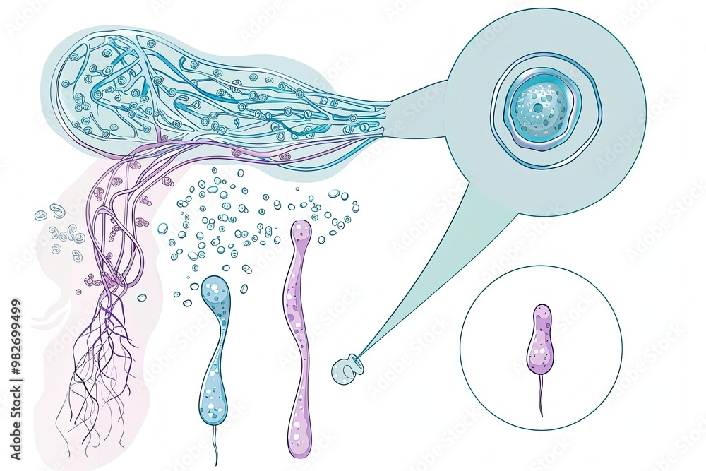 Detailed diagram of male spermatogenesis, highlighting the stages of ...