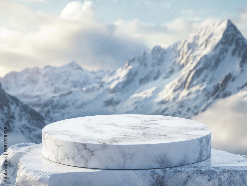 realistic cylender podium for present product made from marble, still ...