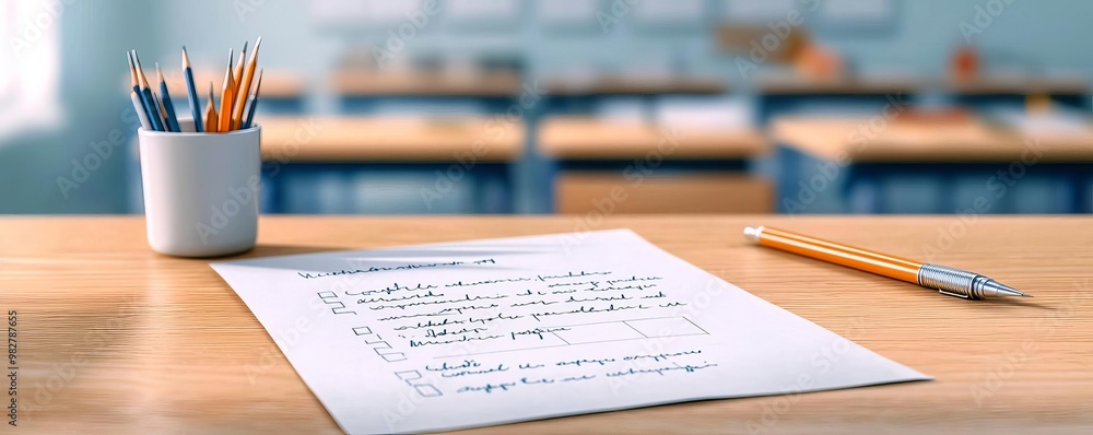 Writing Assignment in Math Class illustrated by a single sheet of paper ...