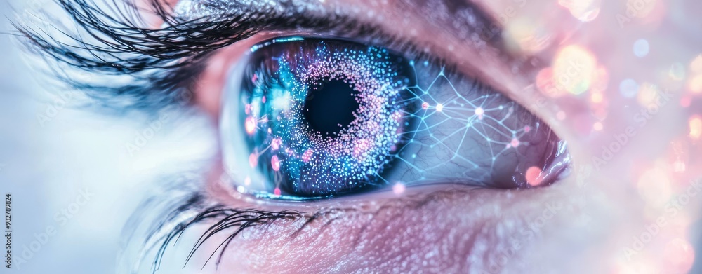 Top view of a human eye and neural connections illustrating brain ...