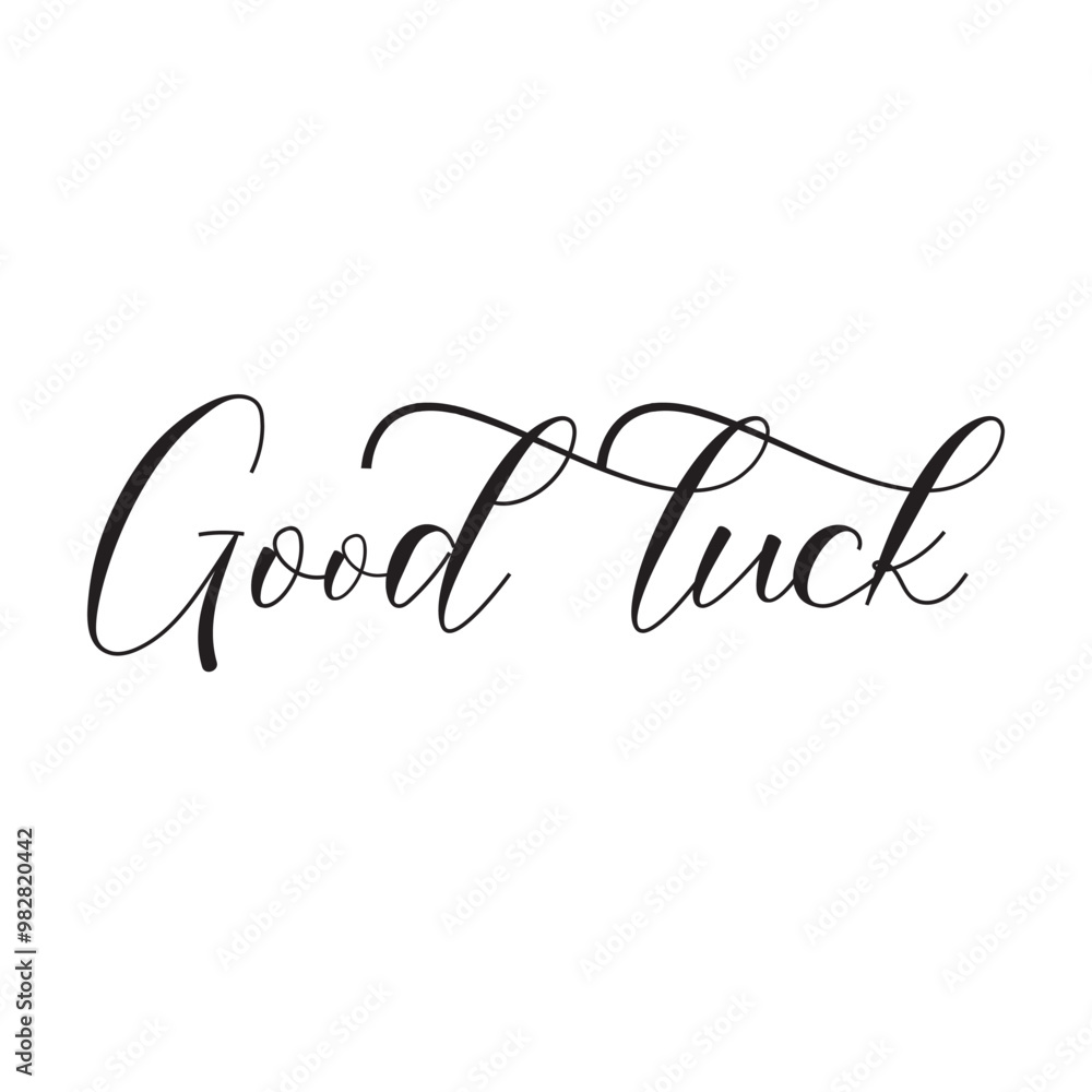 Good luck. Beautiful greeting card poster, calligraphy black text Word ...