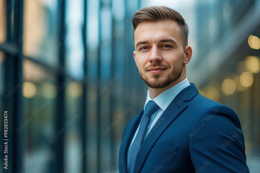 Handsome 30s top manager portrait in formal suit. Successful ...