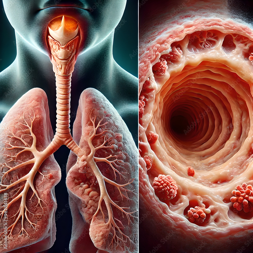 3D model anatomy: Inflammation of the trachea (tracheitis ...